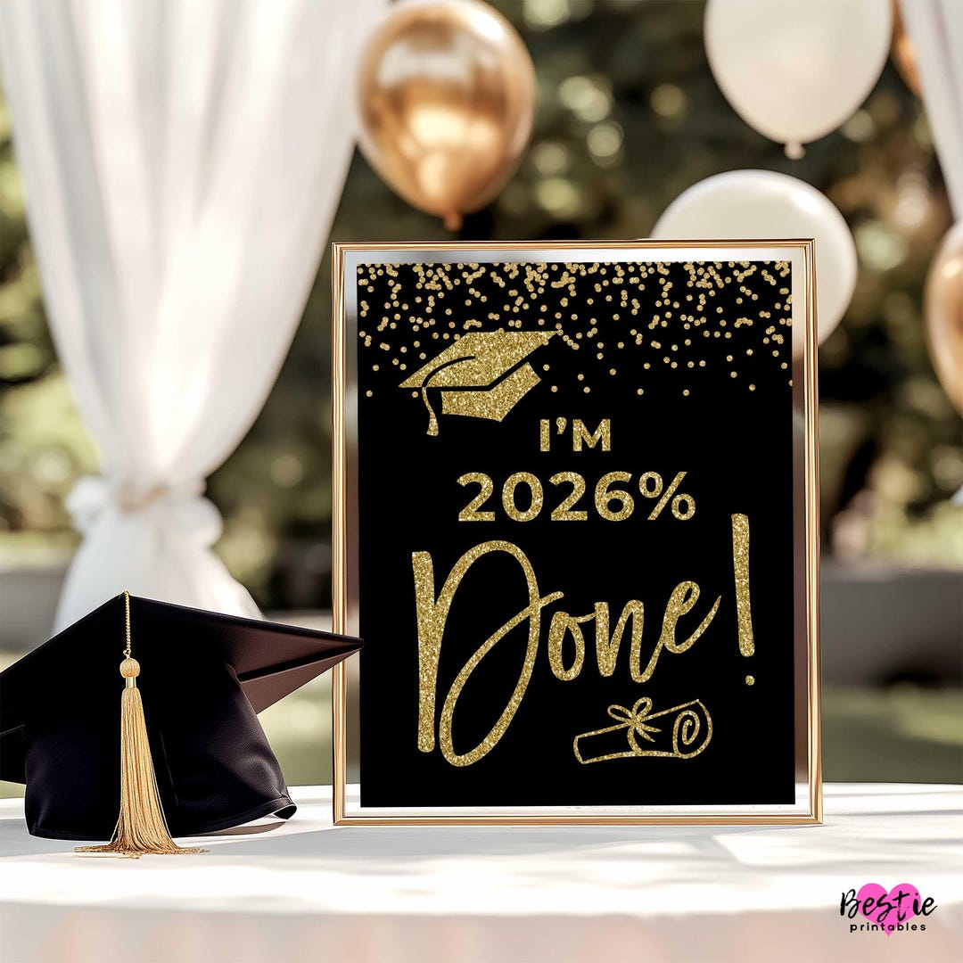 Funny Graduation Sign 2026, Graduation Party Decor Black and Gold ...