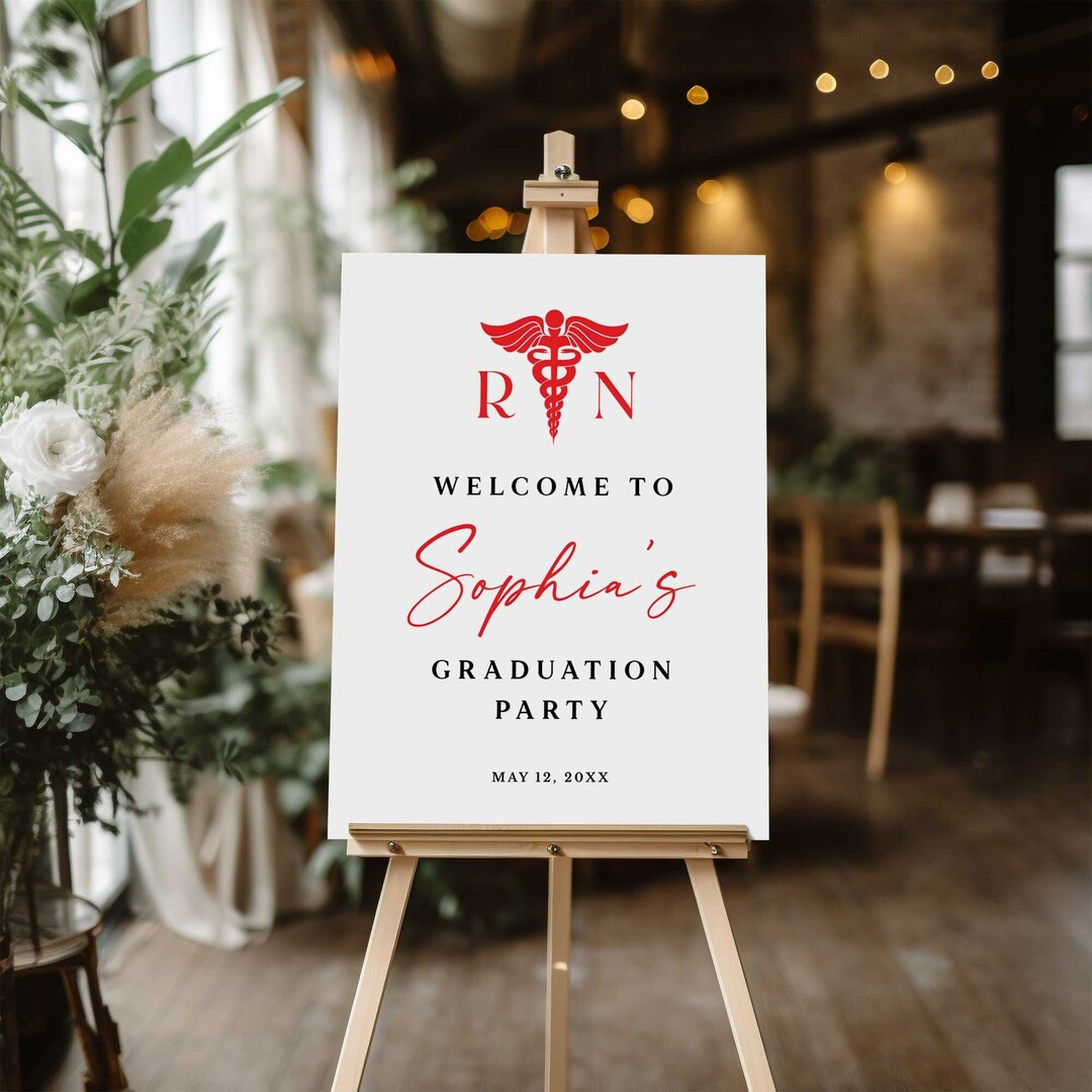 RN Graduation Party Welcome Sign, Nurse Graduation Party Decorations ...