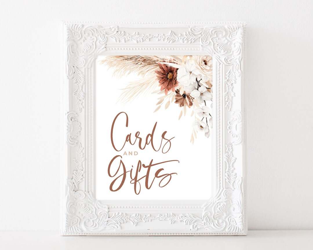 Boho Cards and Gifts Sign Printable Boho Bridal Shower Sign Download ...