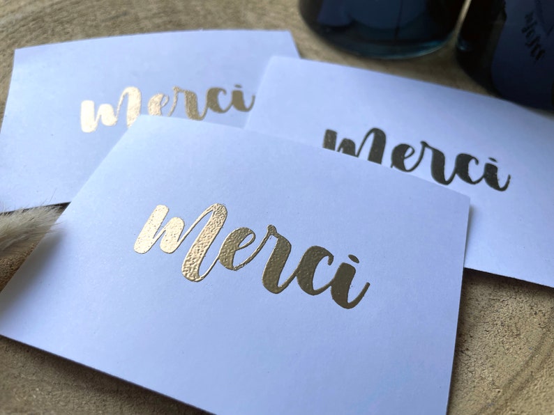 Thank You Card Golden Merci Card - Etsy