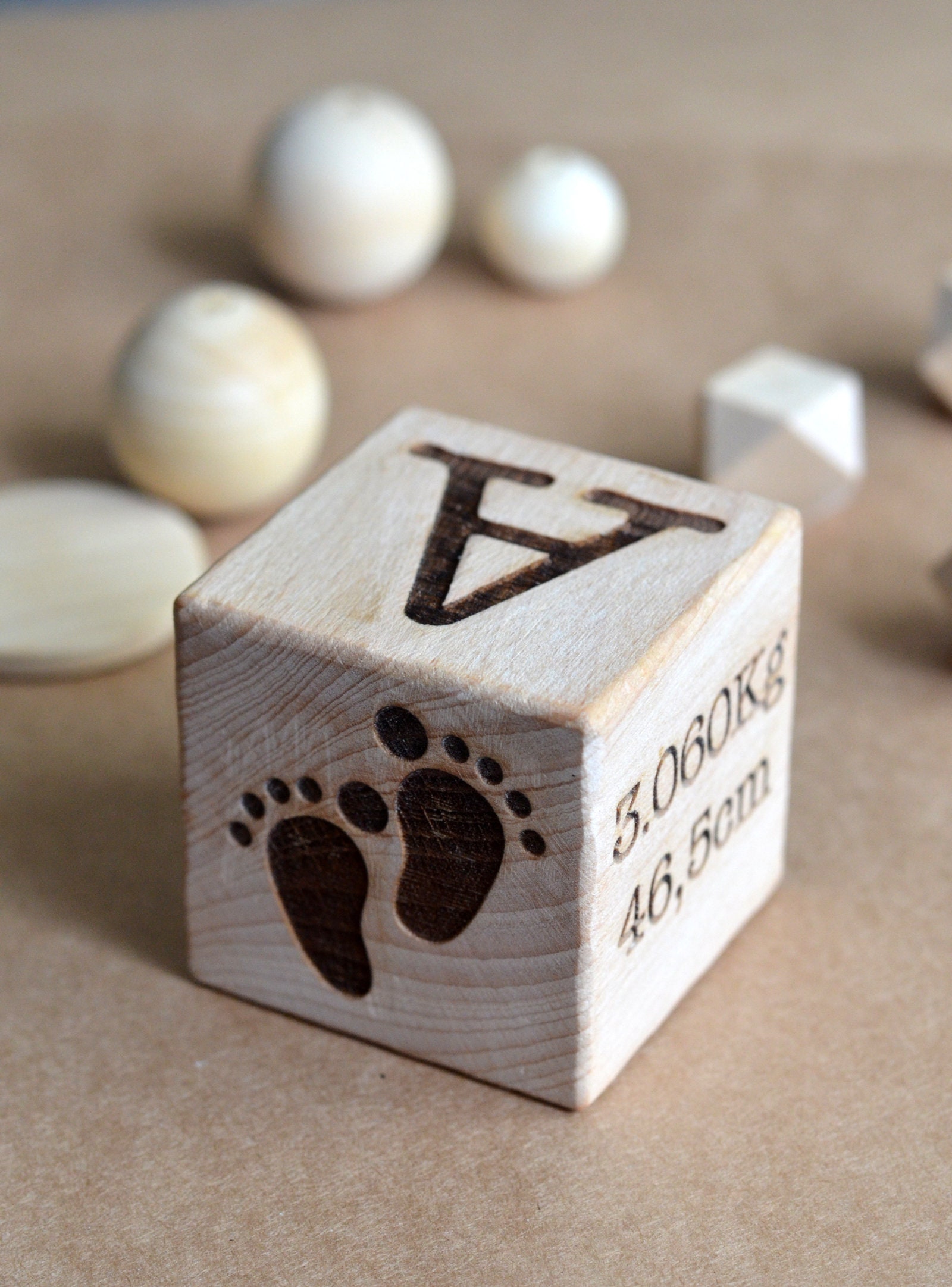 Custom Baby Wood Cube. Custom Wood Cube. Engraved Wood Cube. Name Wood ...