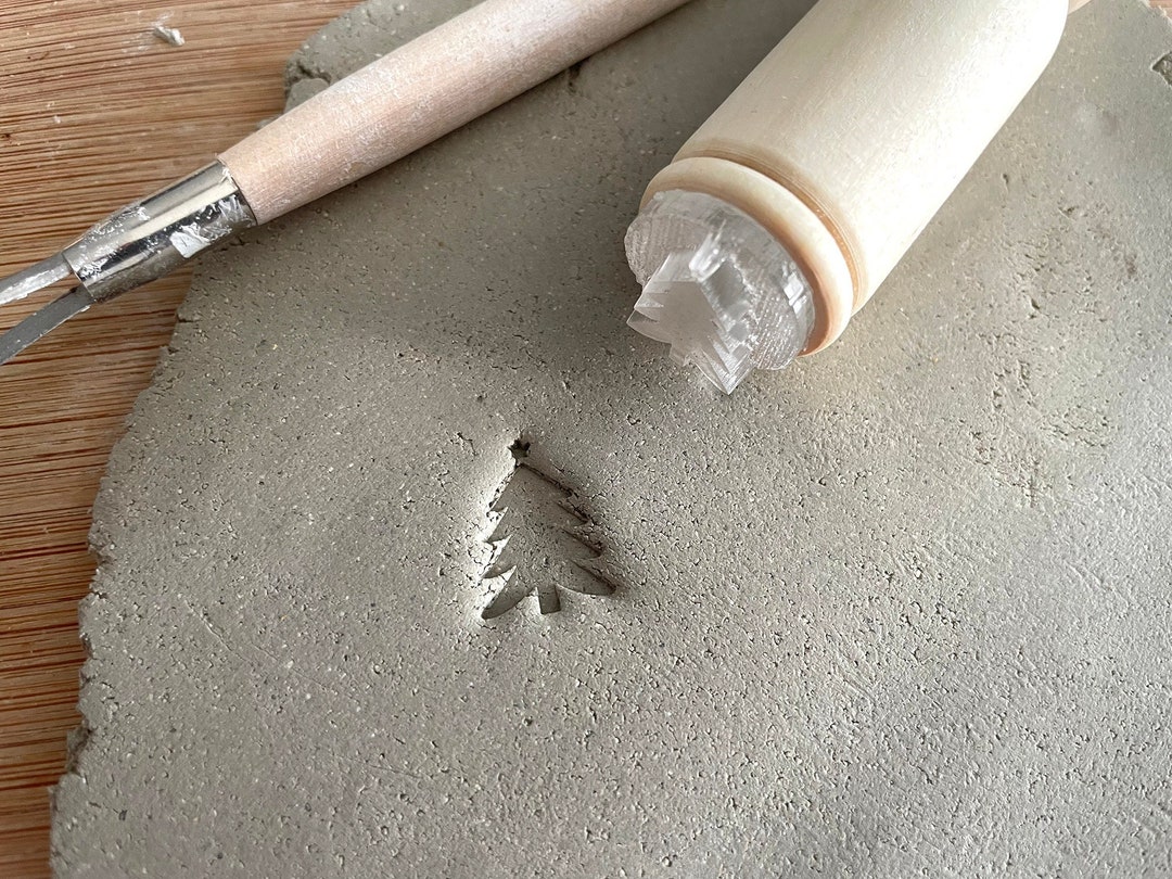 Christmas Tree Pottery Stamp. Acrylic Ceramic Stamp With Christmas Tree ...