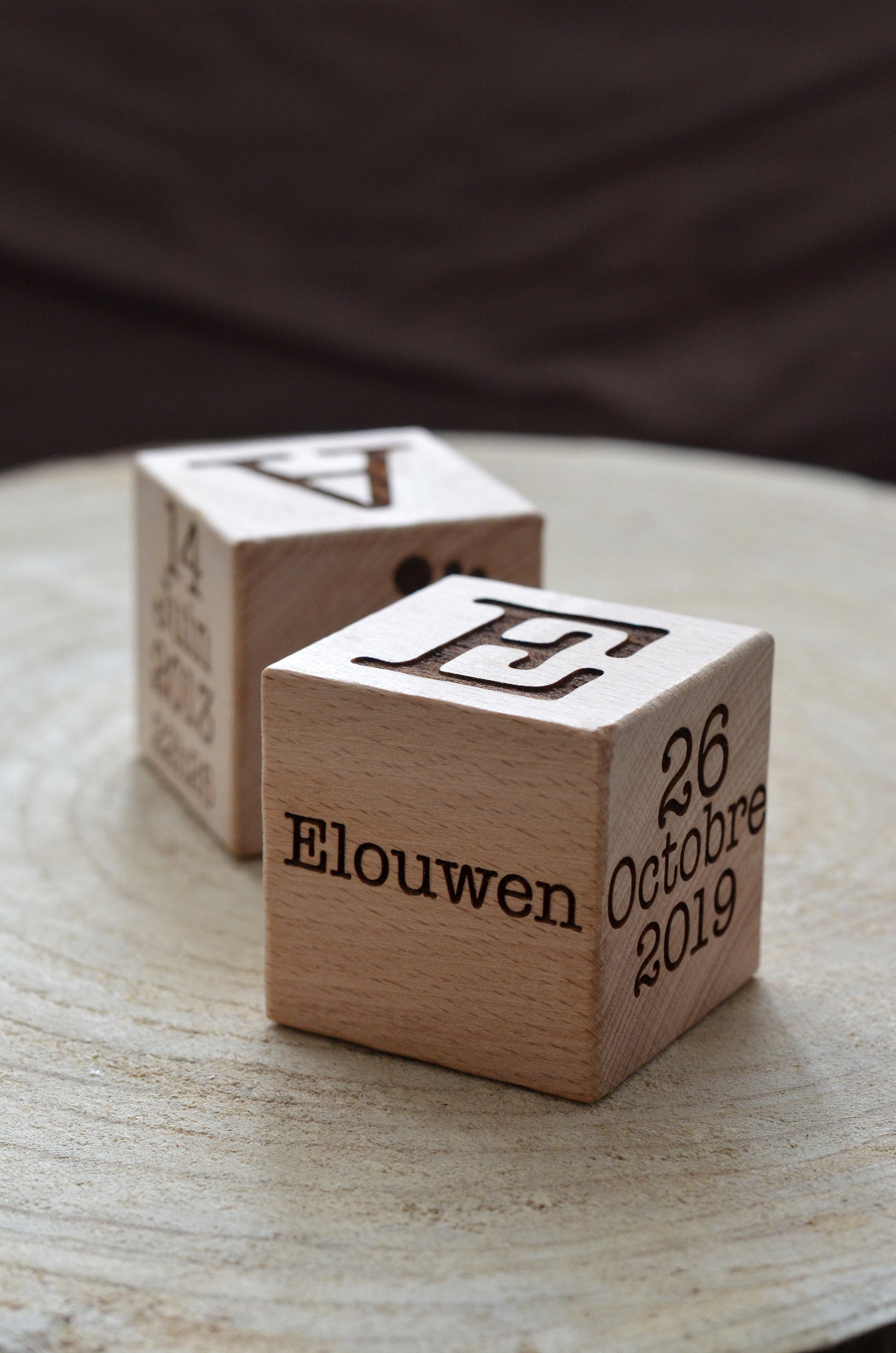 Custom Baby Wood Cube. Custom Wood Cube. Engraved Wood Cube. Name Wood ...