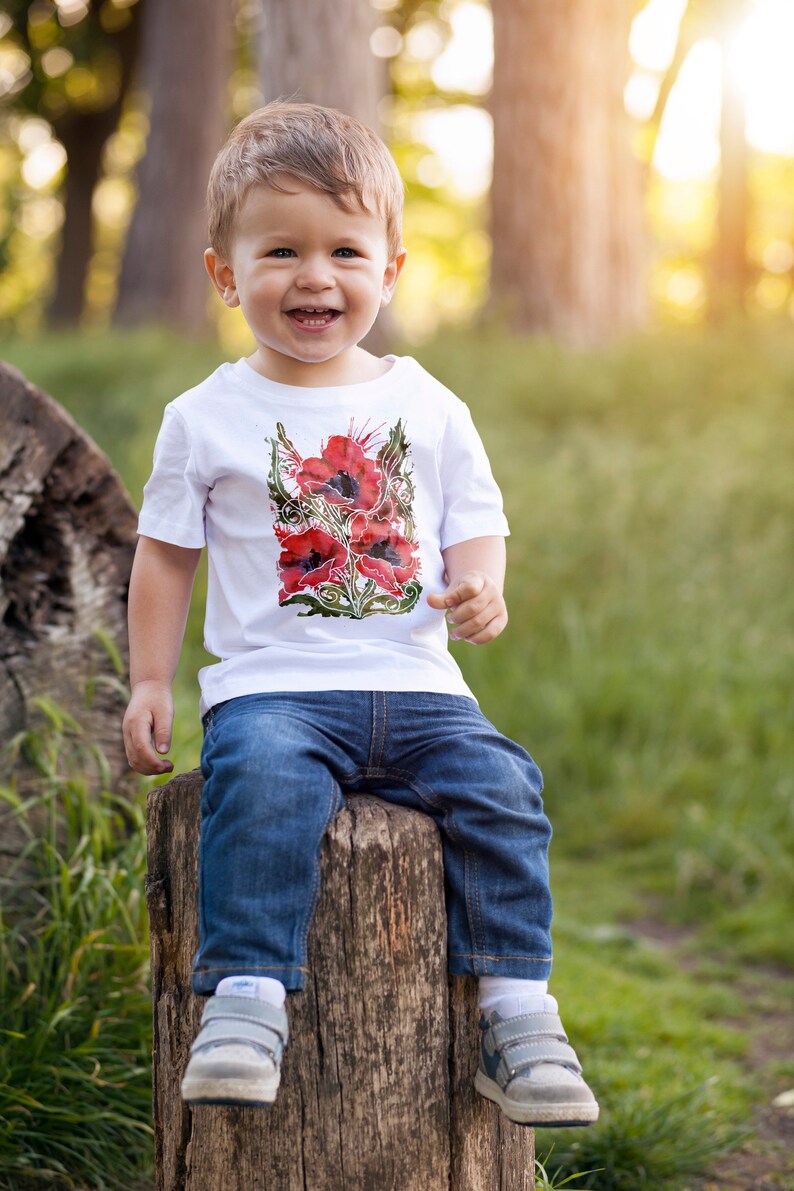 Remembrance Poppy T-shirt Child Poppies Tshirt Military - Etsy