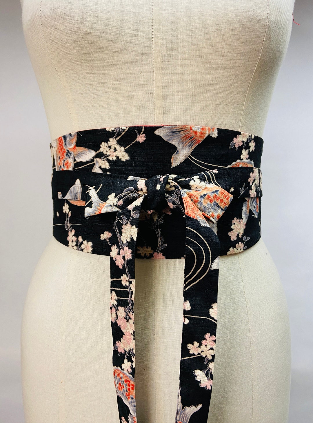 Reversible and Adjustable Obi Belt in Japanese Printed Cotton With Koi ...