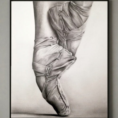 Ballerina Pointe Shoe Pencil Drawing Ballet Wall Art Ballet - Etsy UK