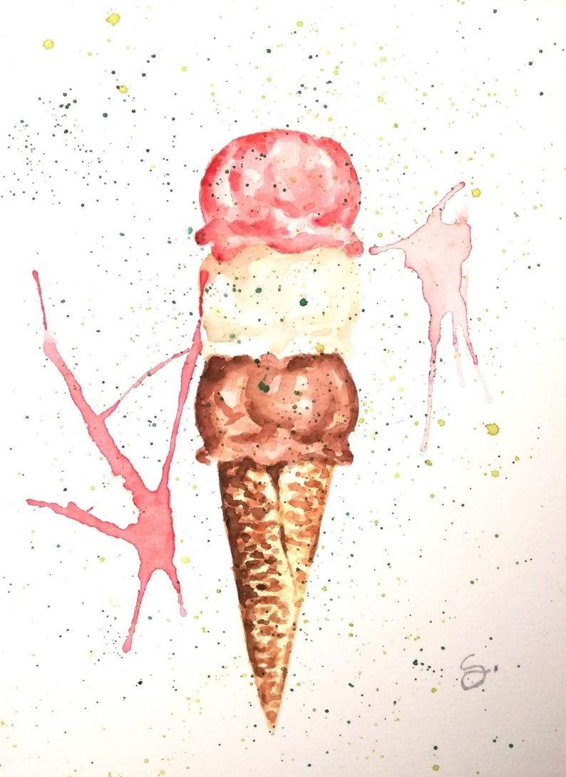 Eis Kunst, Aquarell Essen Kunst, Eis Malerei, Eis Wandkunst, Essen ...