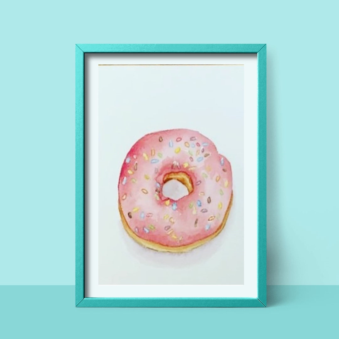 Donut Art,doughnut Wall Art,watercolor Food Art,donut Art Wall ...