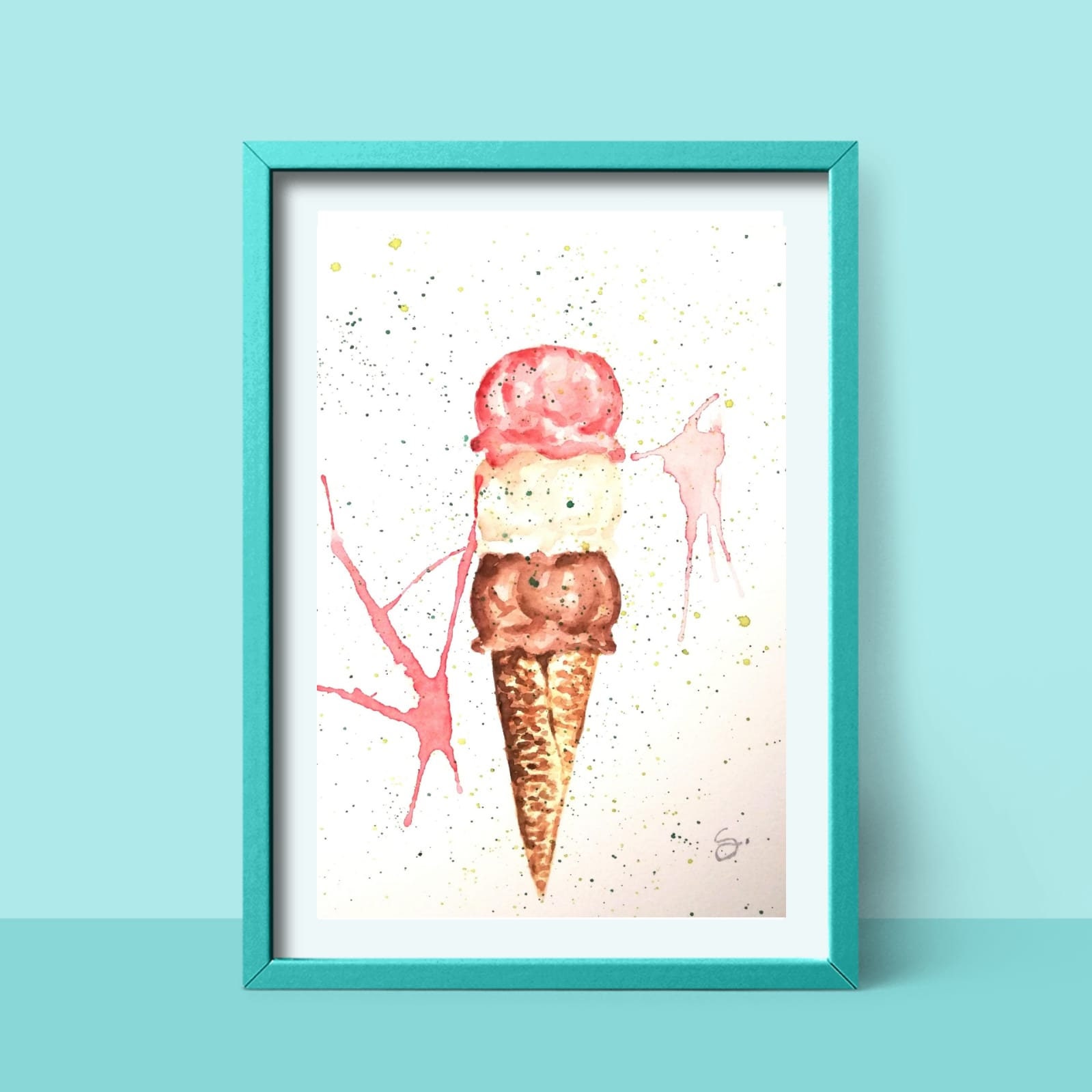 Eis Kunst, Aquarell Essen Kunst, Eis Malerei, Eis Wandkunst, Essen ...