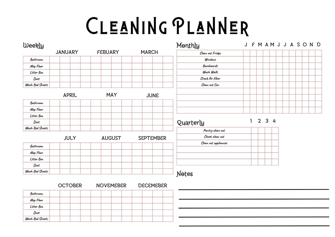 Editable Cleaning Schedule/planner - Etsy Editable Cleaning Schedule/planner - Etsy
