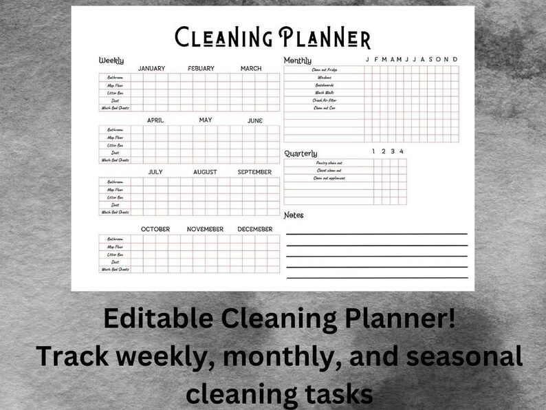 Editable Cleaning Schedule/planner - Etsy