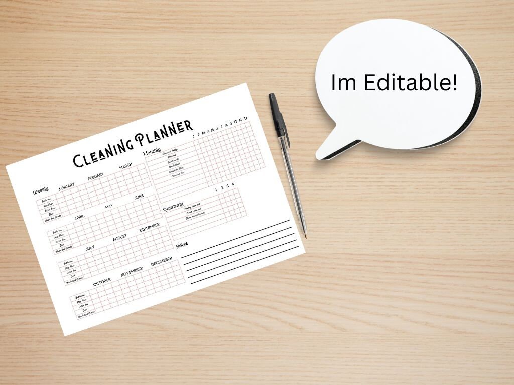 Editable Cleaning Schedule/planner - Etsy Editable Cleaning Schedule/planner - Etsy