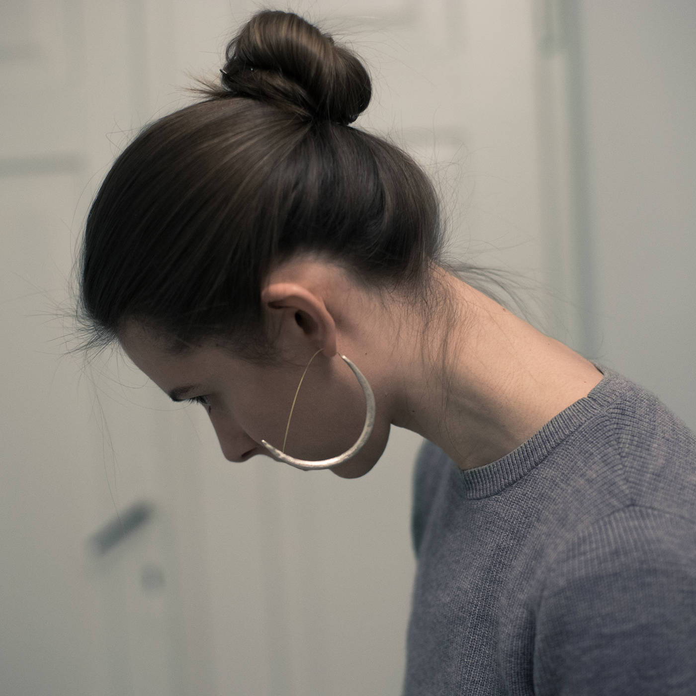 Large Hoop Statement Modern Earrings - Sterling Silver With Gold Filled ...