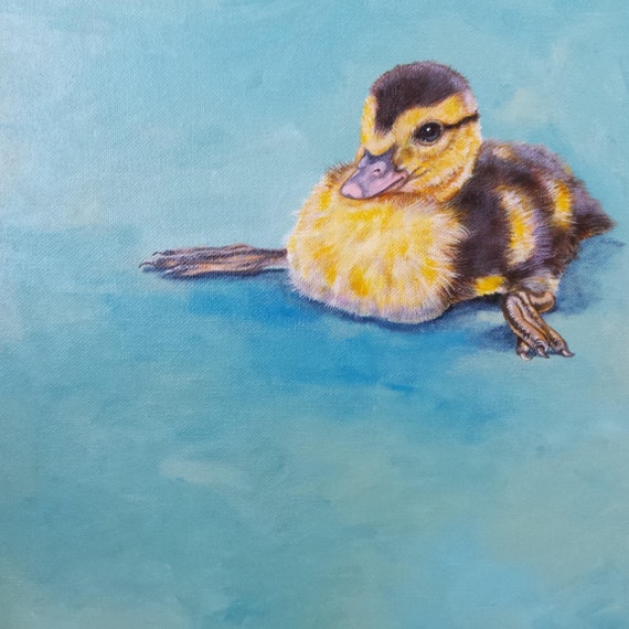 Duckling art Duck art original duck art acrylic baby duck | Etsy