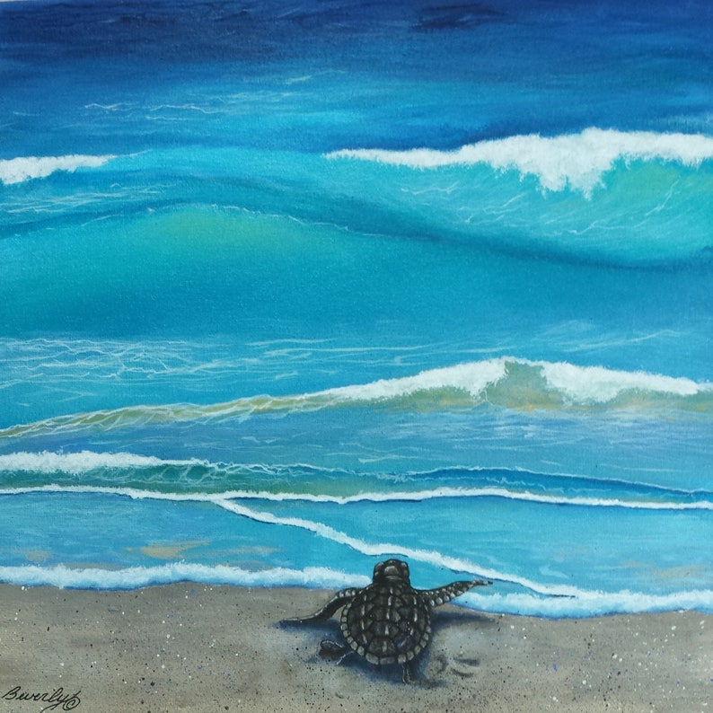 Loggerhead Hatchling Giclee Baby Sea Turtle Art Print Turtle Art Print ...