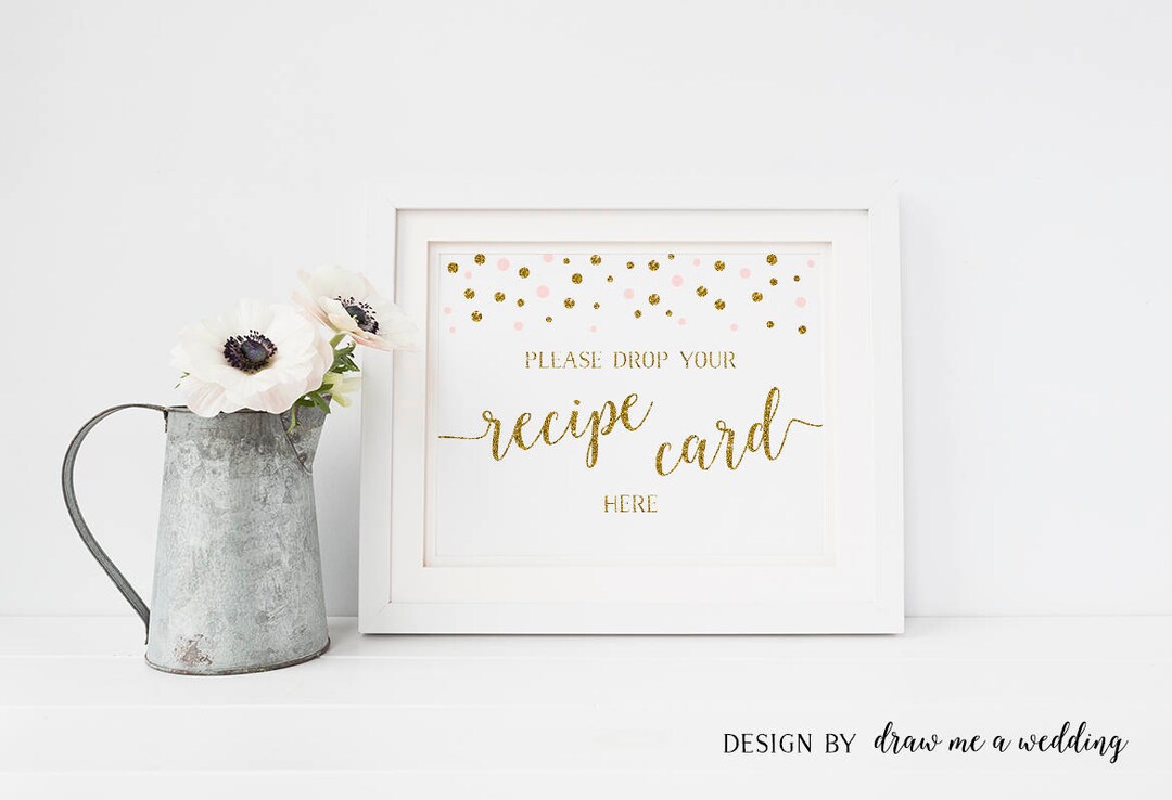 Recipe Cards Sign , Recipe Sign , Blush Pink Shower , Recipe Box Sign ...