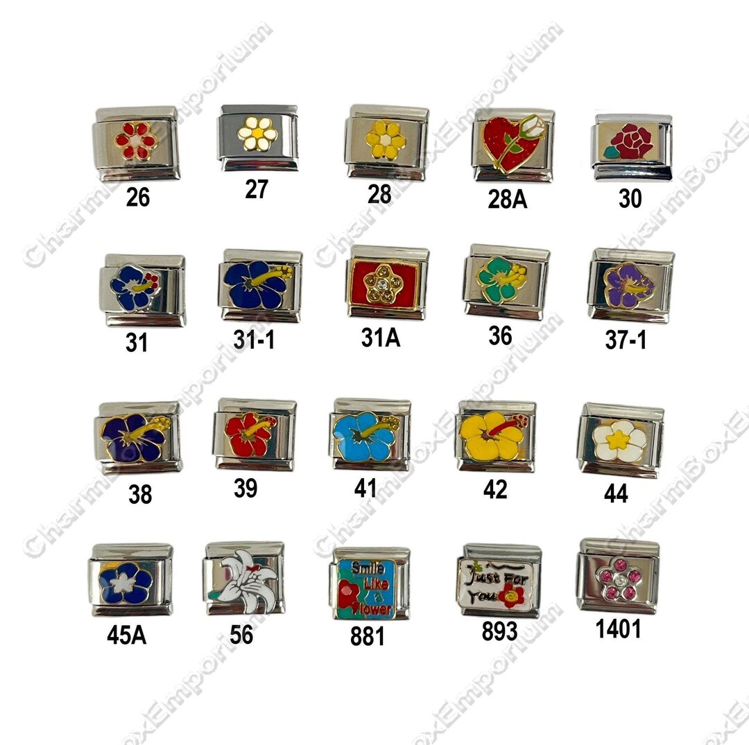 Italian Charms Flowers Your Choice 9mm for Italian Charm Bracelet Charm ...