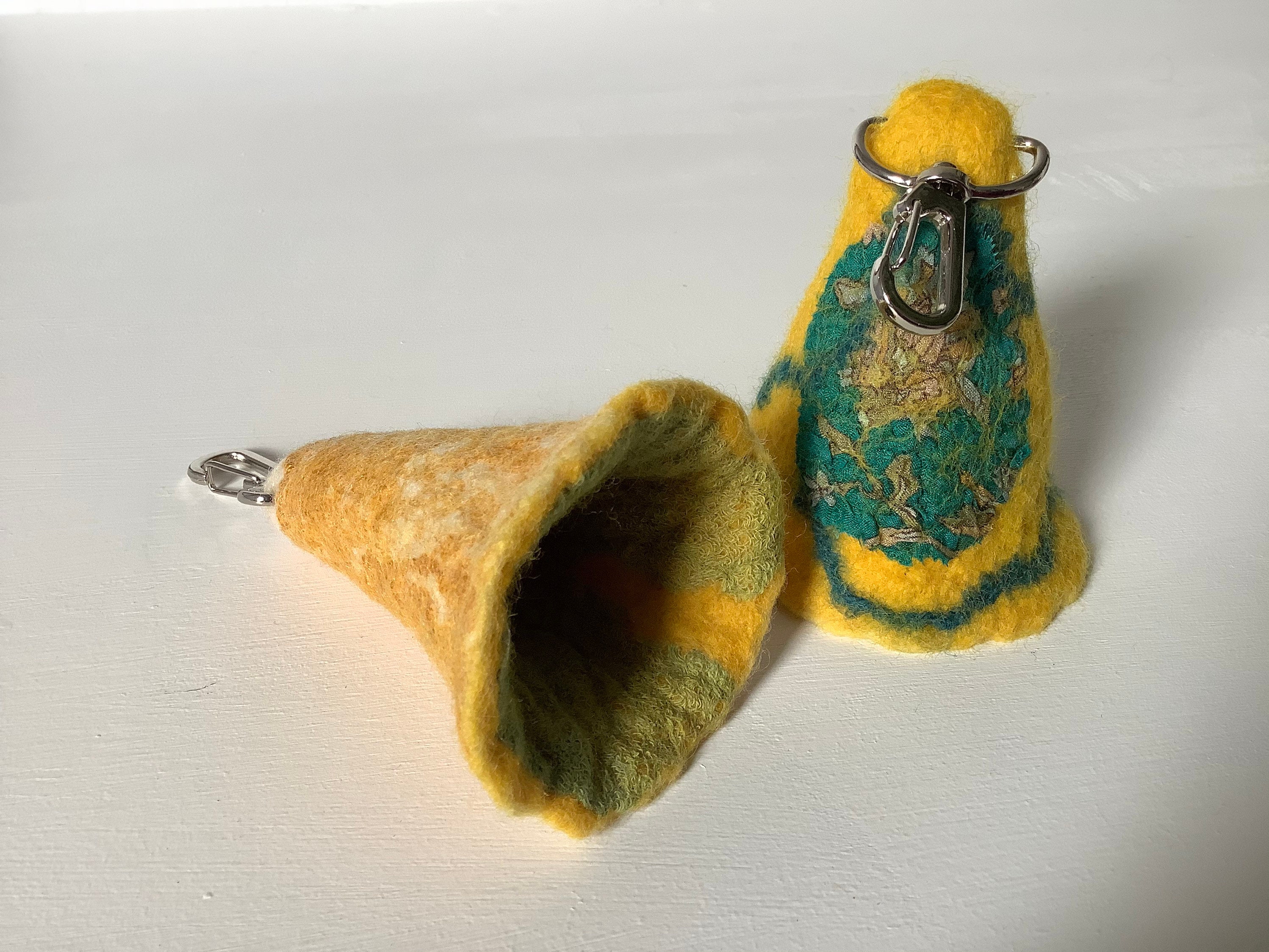 Sturdy Yellow Key Fob in Merino Wool, Silk and Cotton. Handsized ...