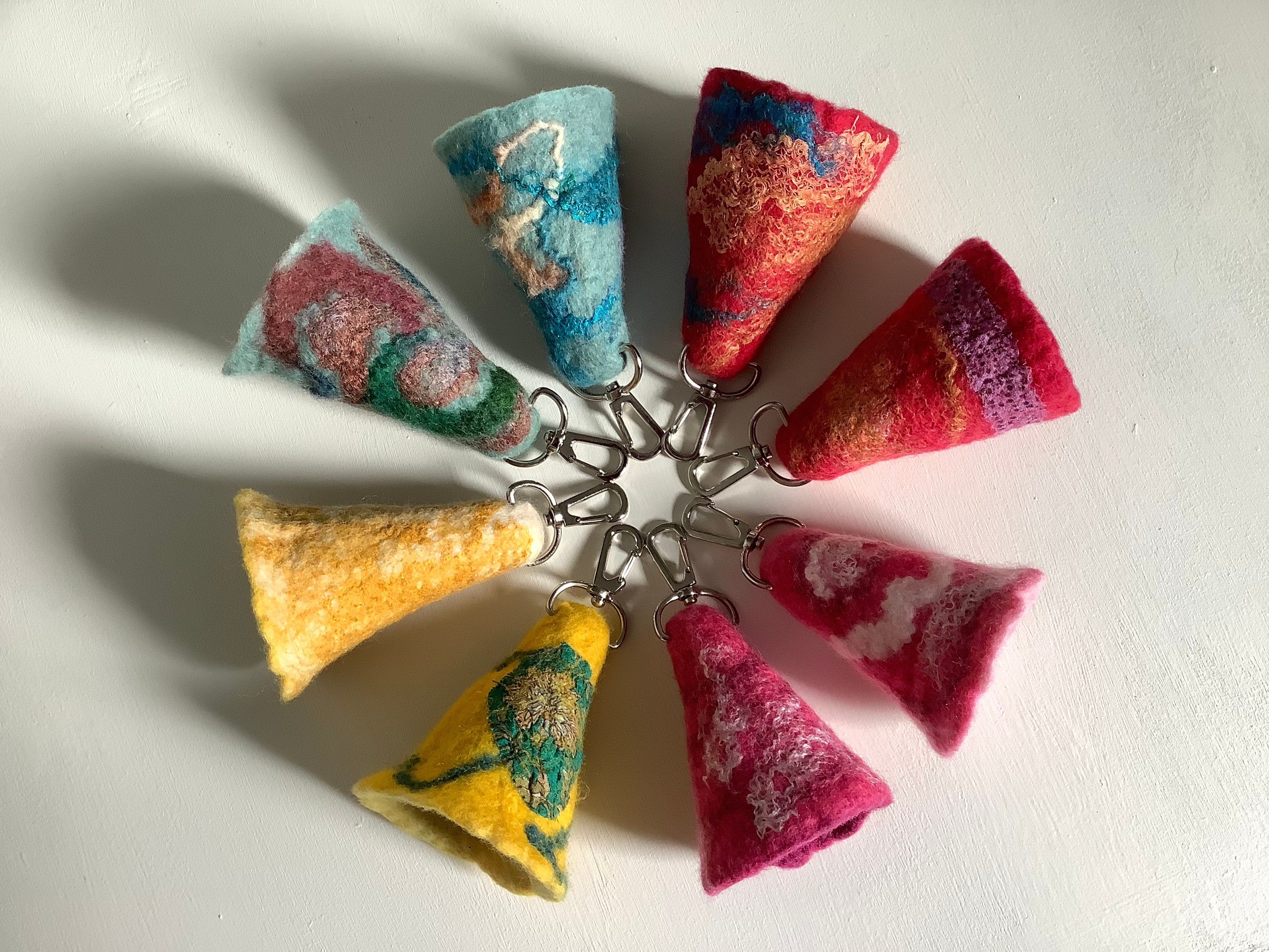 Sturdy Yellow Key Fob in Merino Wool, Silk and Cotton. Handsized ...