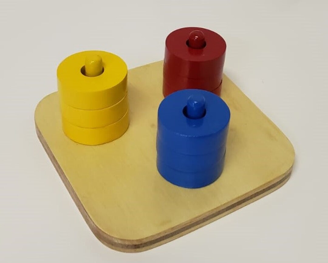 Montessori Colored Rings on Colored Vertical Dowel, Three Colored ...