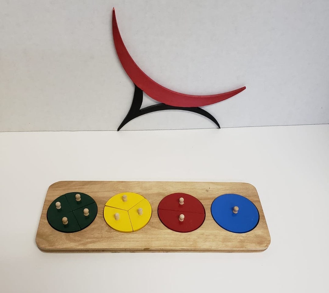 Montessori Fraction Circle Puzzle - Wooden Montessori Math Educational ...