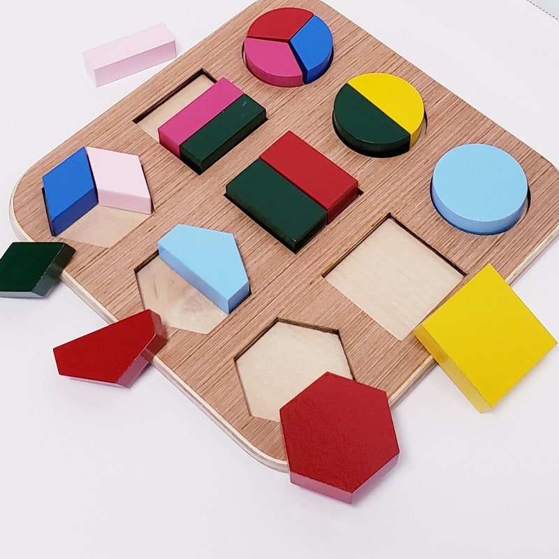 Wooden Geometric Shapes Puzzle - Etsy
