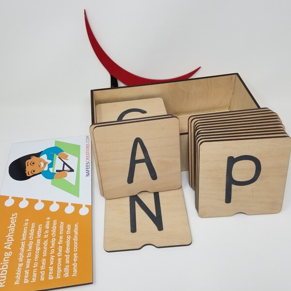 Montessori Box Wooden Alphabet Uppercase Lowercase - Montessori ...