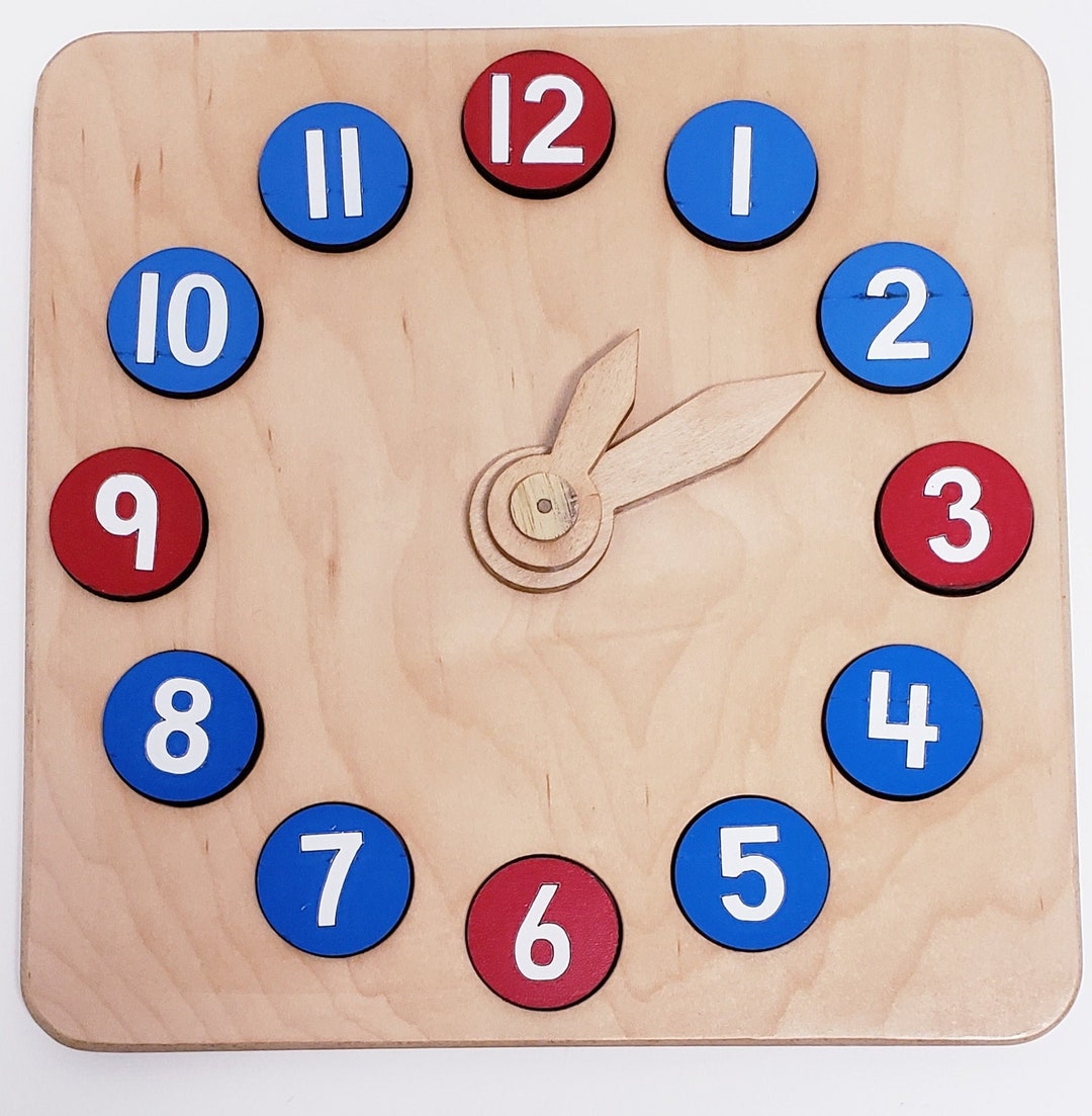 Montessori Time Clock Kids Wooden Sorting Clock Game Learning Time ...