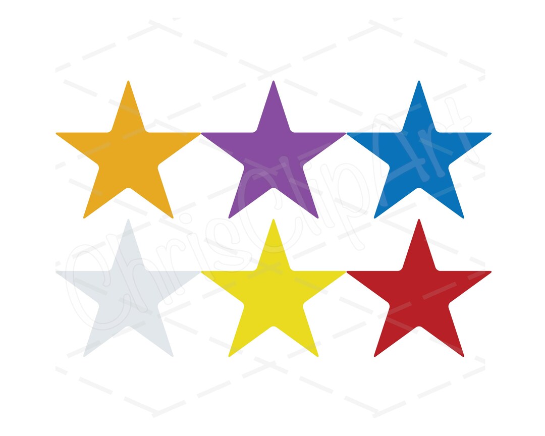 Star Clipart Bundle SVG PNG | Red Blue Purple Gold Silver Yellow Stars ...