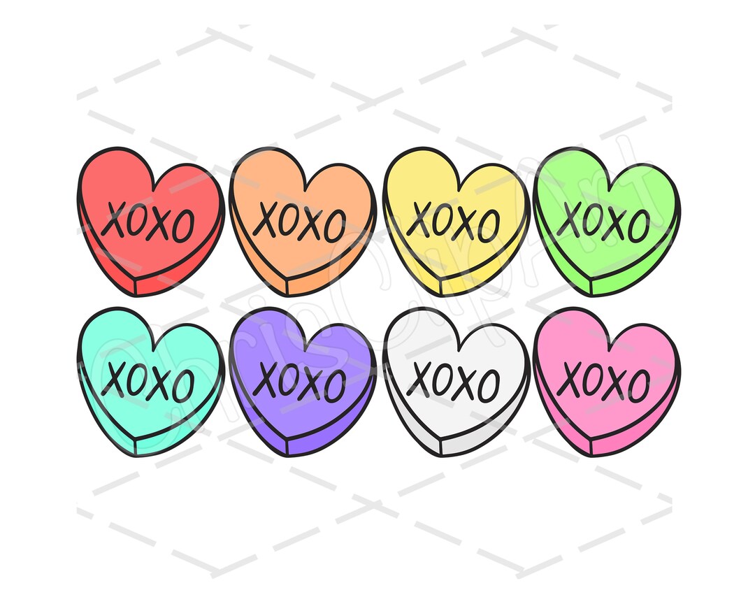 XOXO Candy Heart Clipart – Valentine's Day Graphic (digital Download ...