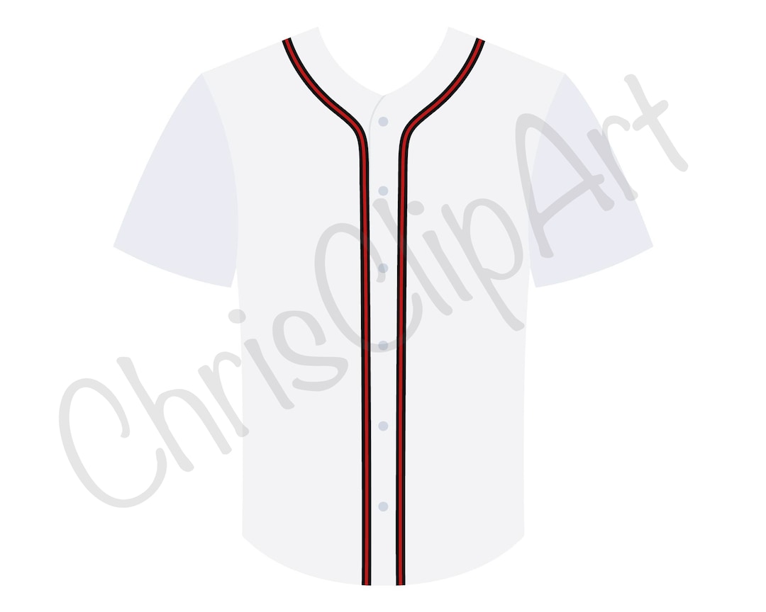 White Baseball Jersey With Red Stripe SVG PNG JPG - Baseball Jersey ...