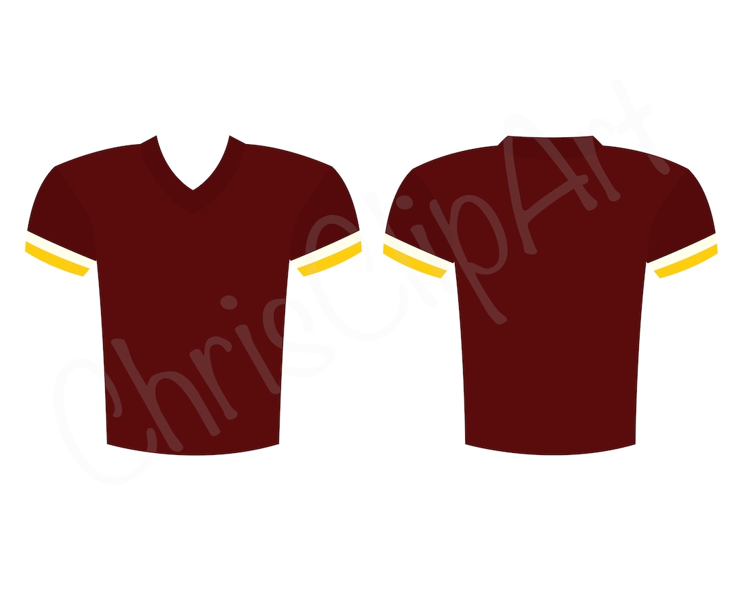 Maroon Football Jersey SVG PNG JPG - Front and Back Football Jersey ...