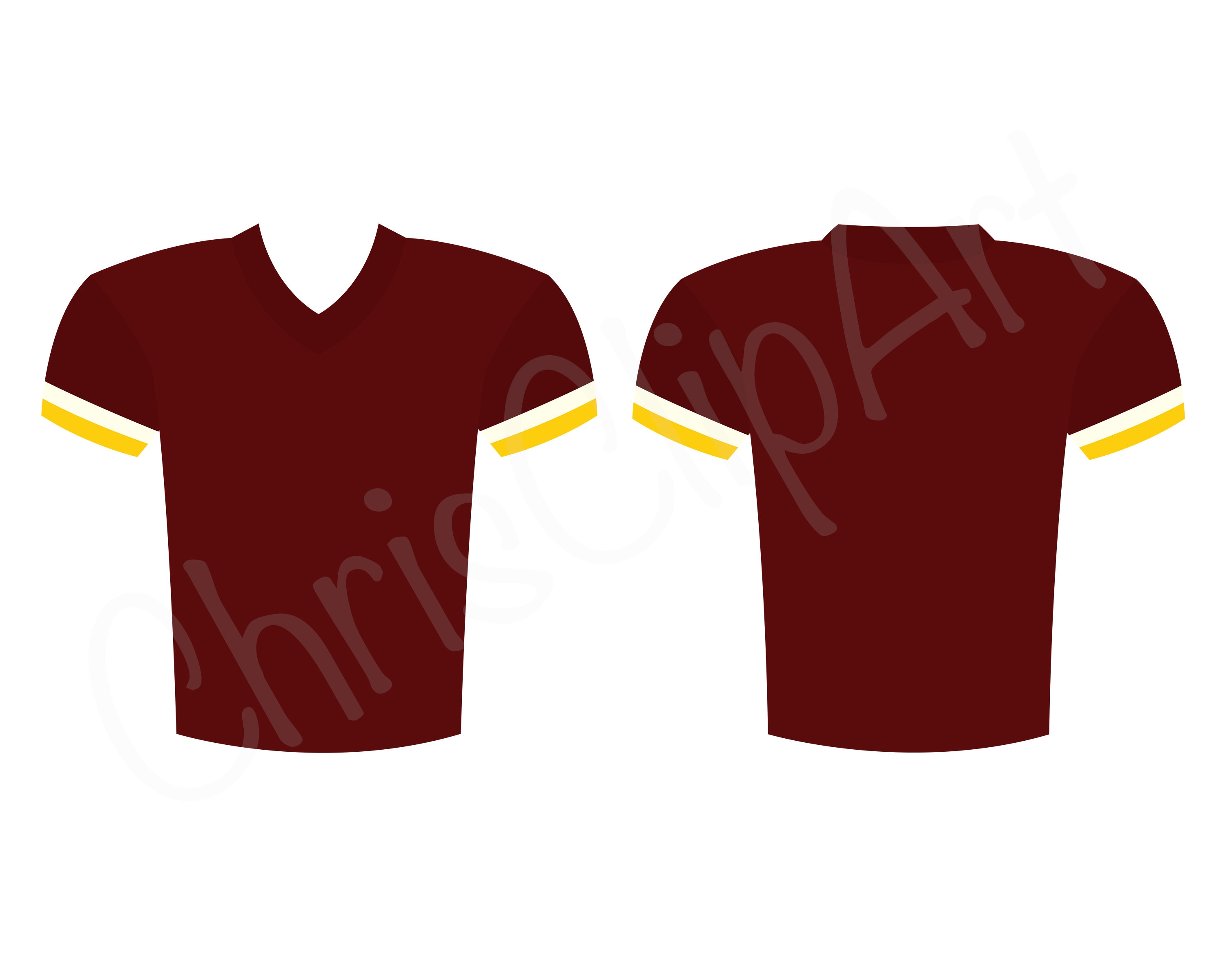 Maroon Football Jersey SVG PNG JPG - Front and Back Football Jersey ...