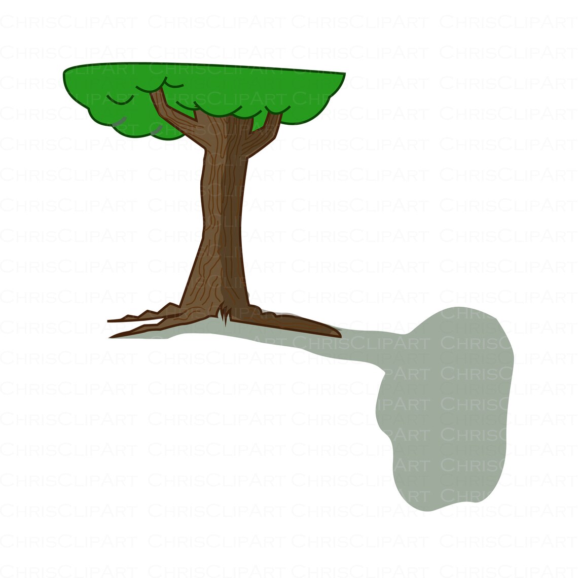 TREE SVG Clipart tree w shadow tree graphic cartoon tree | Etsy