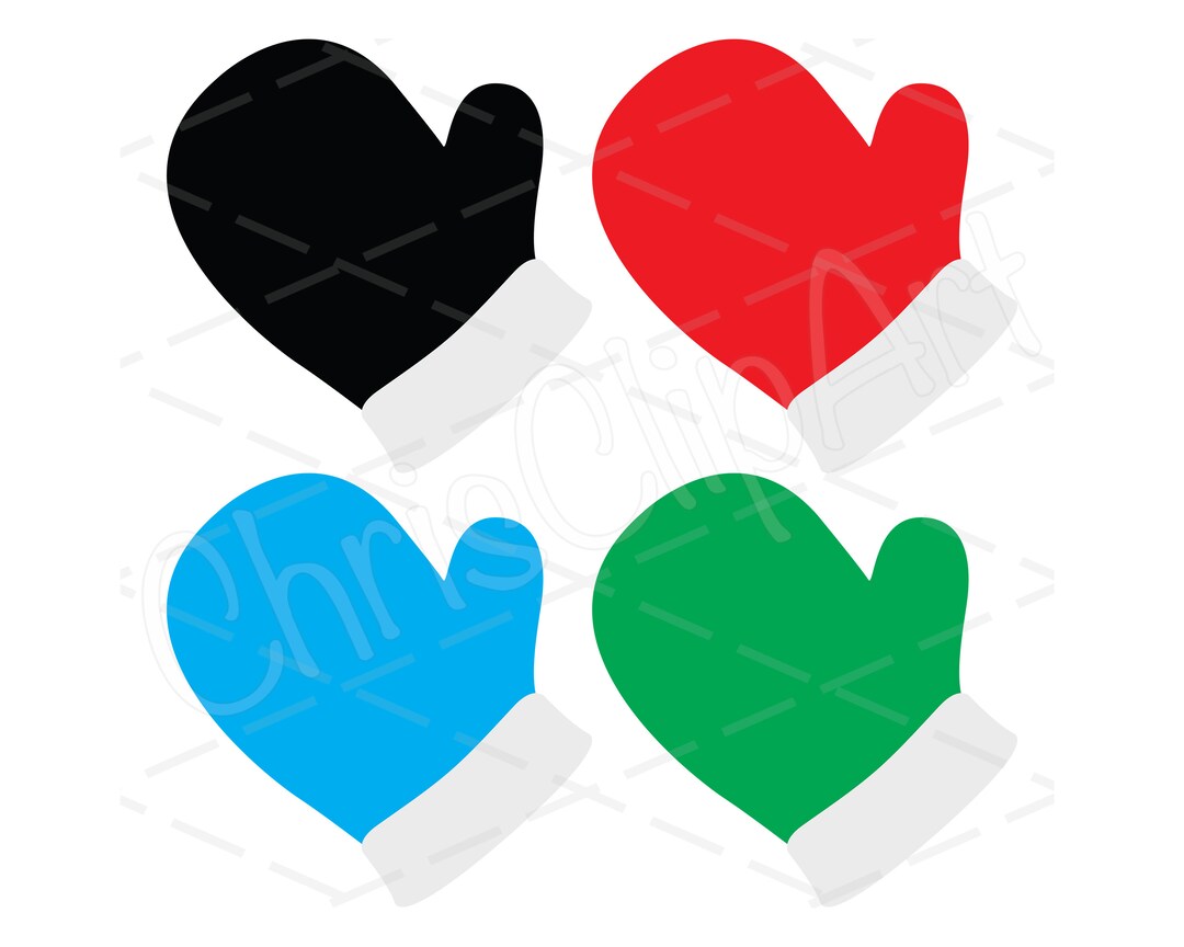 Mitten Clipart – 4 Color Winter Glove Graphics (SVG PNG JPG) (digital ...