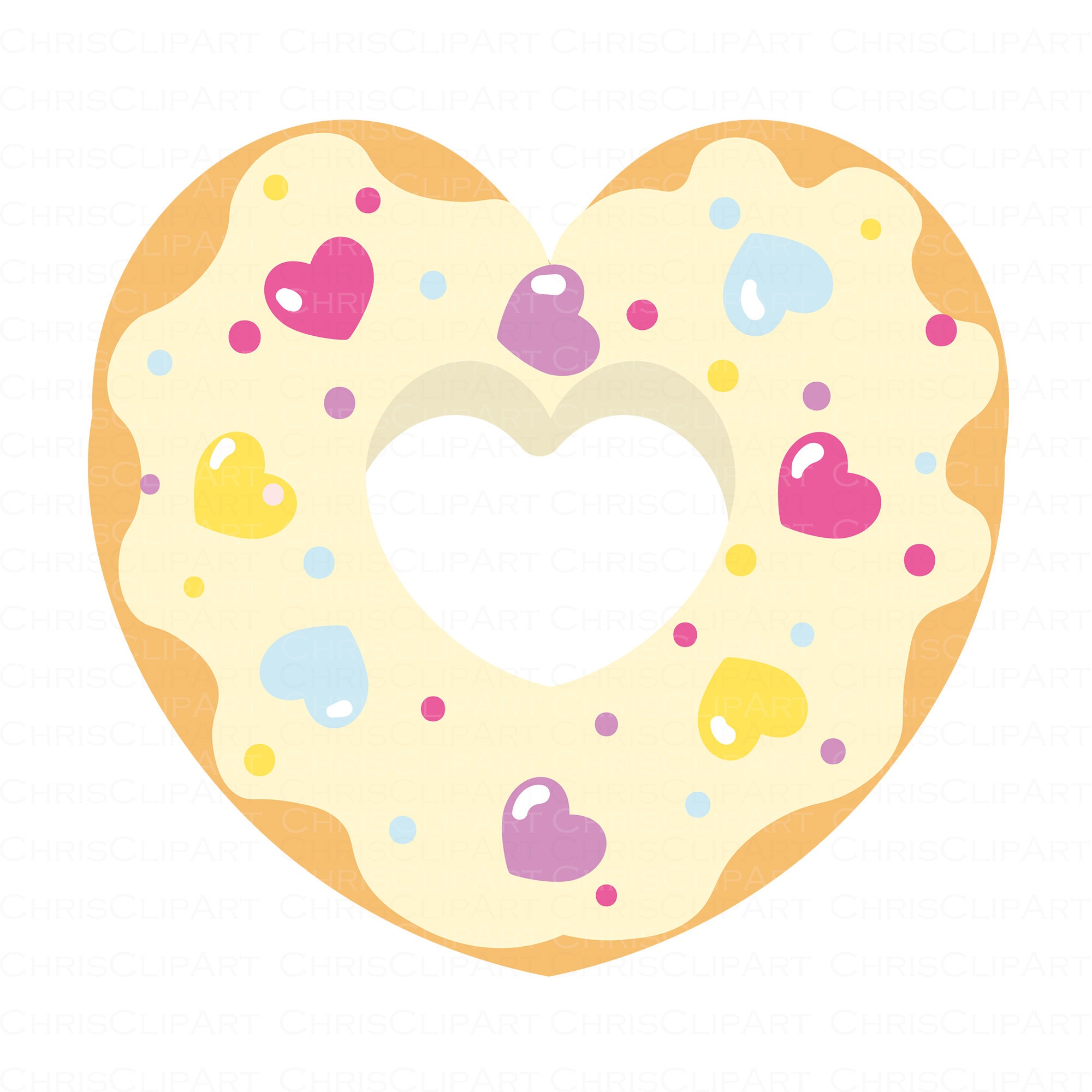Donut Clipart Donut Svg Valentine's Clipart | Etsy