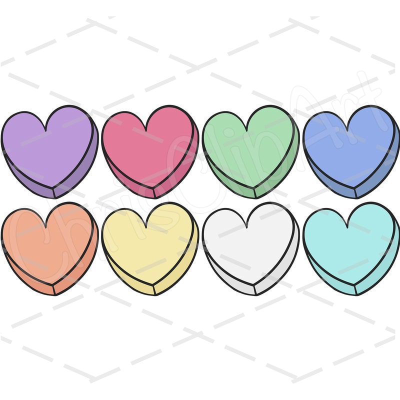 Candy Heart Clipart - Etsy