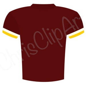 Maroon Football Jersey SVG PNG JPG - Front and Back Football Jersey ...