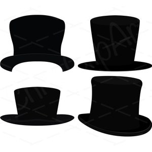 Black Top Hat SVG PNG JPG Bundle Four Styles Top Hat Clipart Top Hat ...