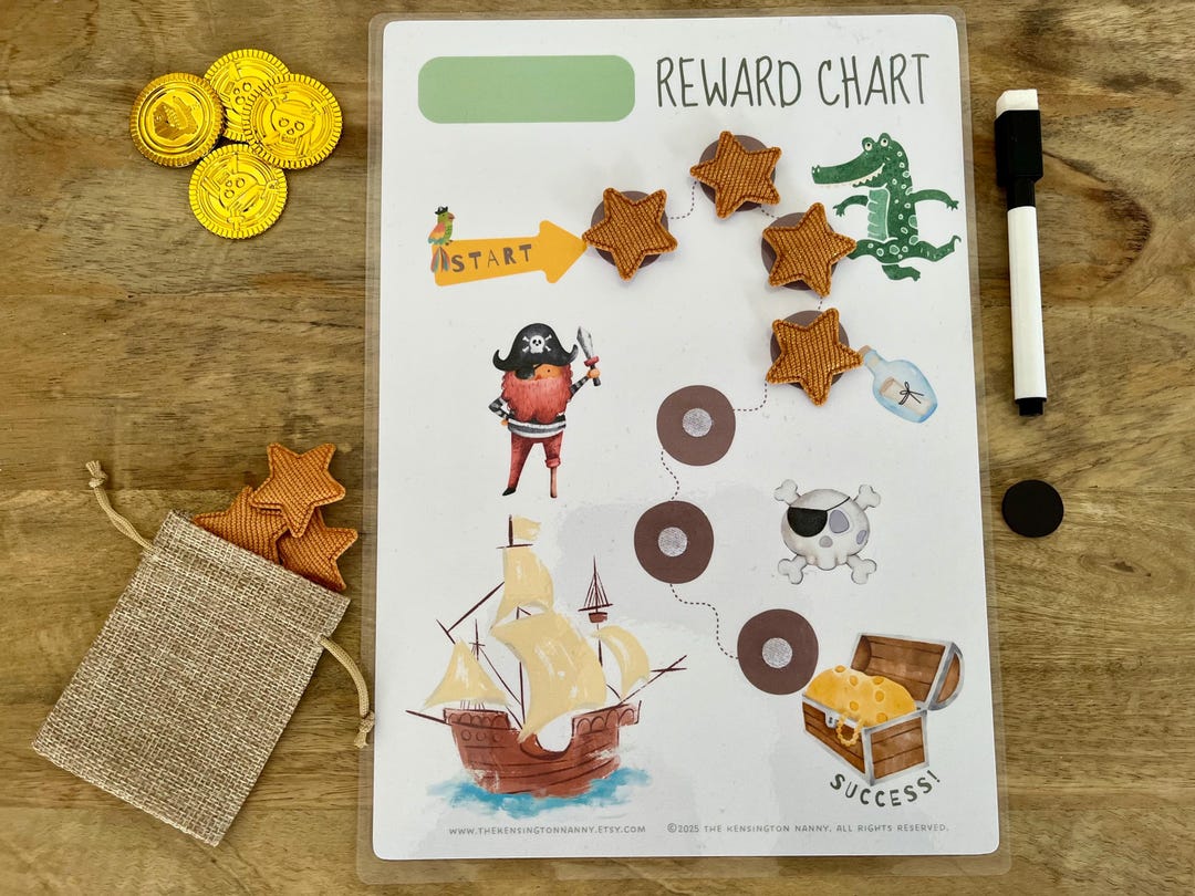 Pirate Reward Chart A4 - Velcro Attached Stars, Easy to Use and Clean ...