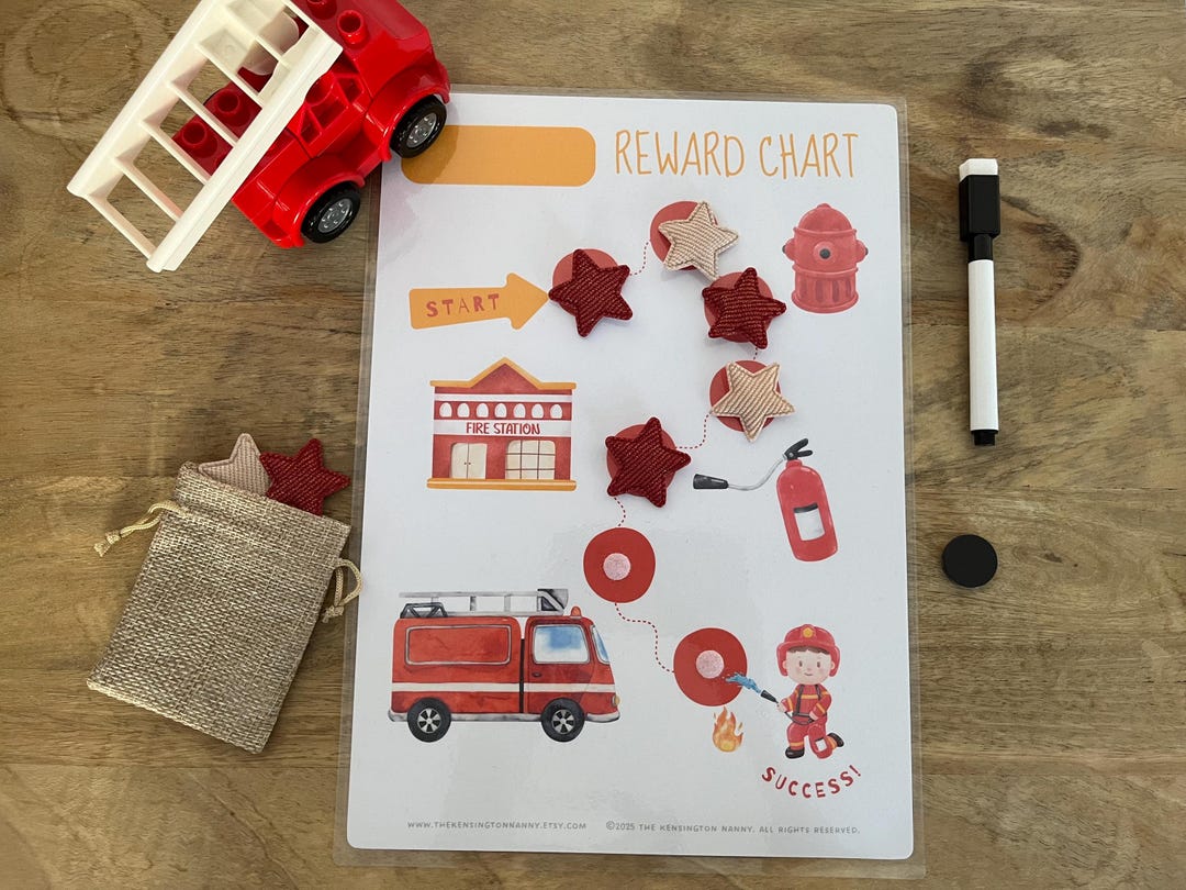 Firefighter Reward Chart A4 - Velcro Attached Stars, Easy to Clean ...