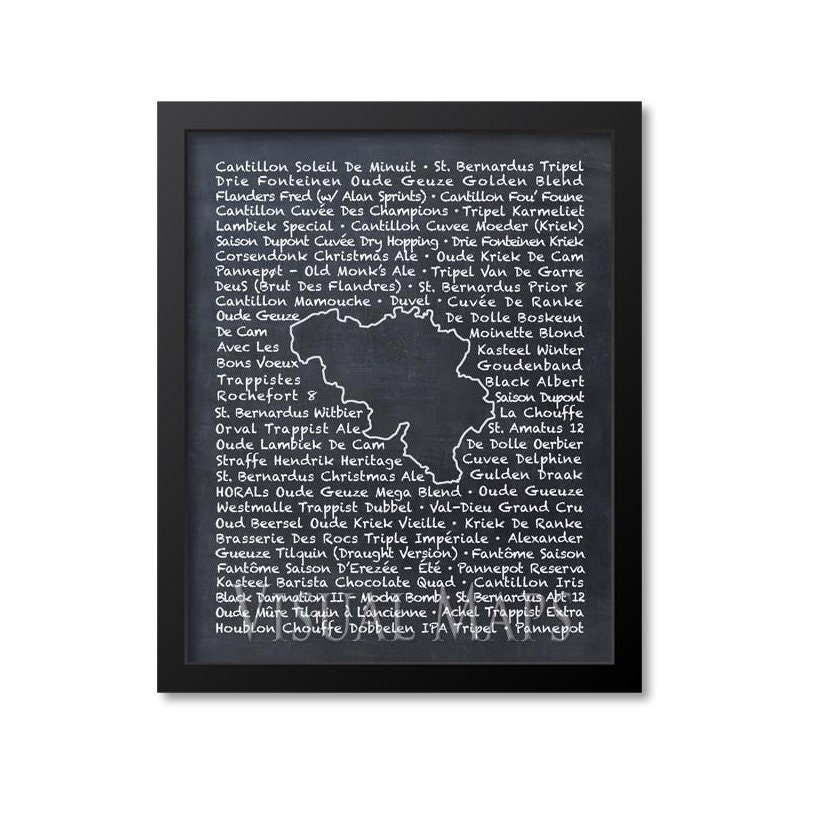 Belgium Beer Map Art Print, Beer Art Print, Craft Beer Sign, Beer Gift ...
