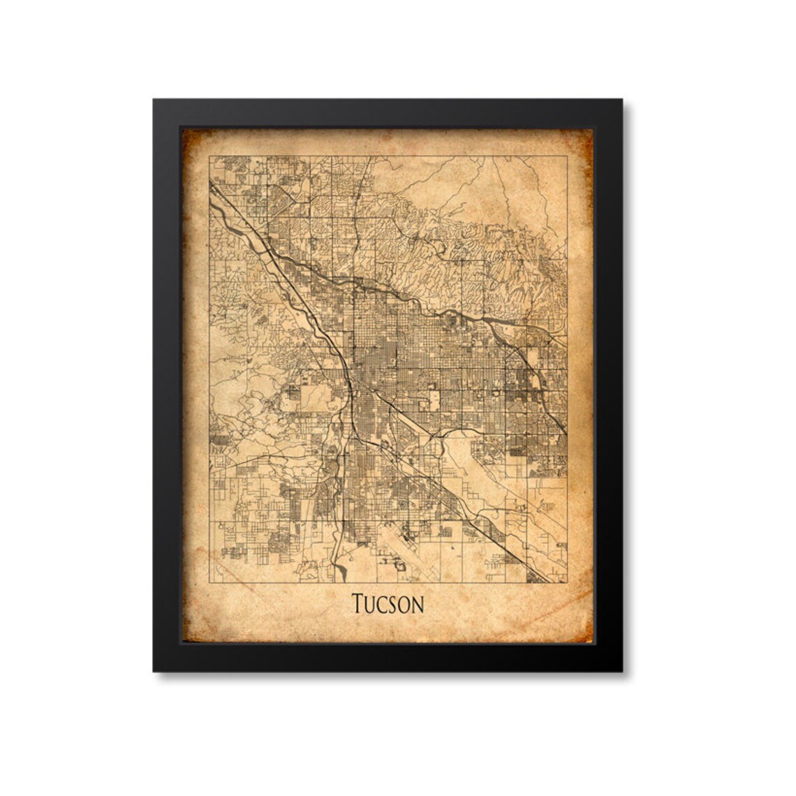 Tucson Map Print Poster Wall Art Arizona Gift Tucson City - Etsy