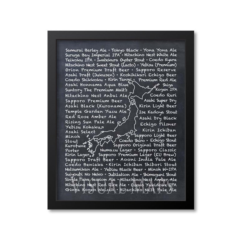 Japan Beer Map Art Print Japanese Beer Art Print Craft Beer - Etsy