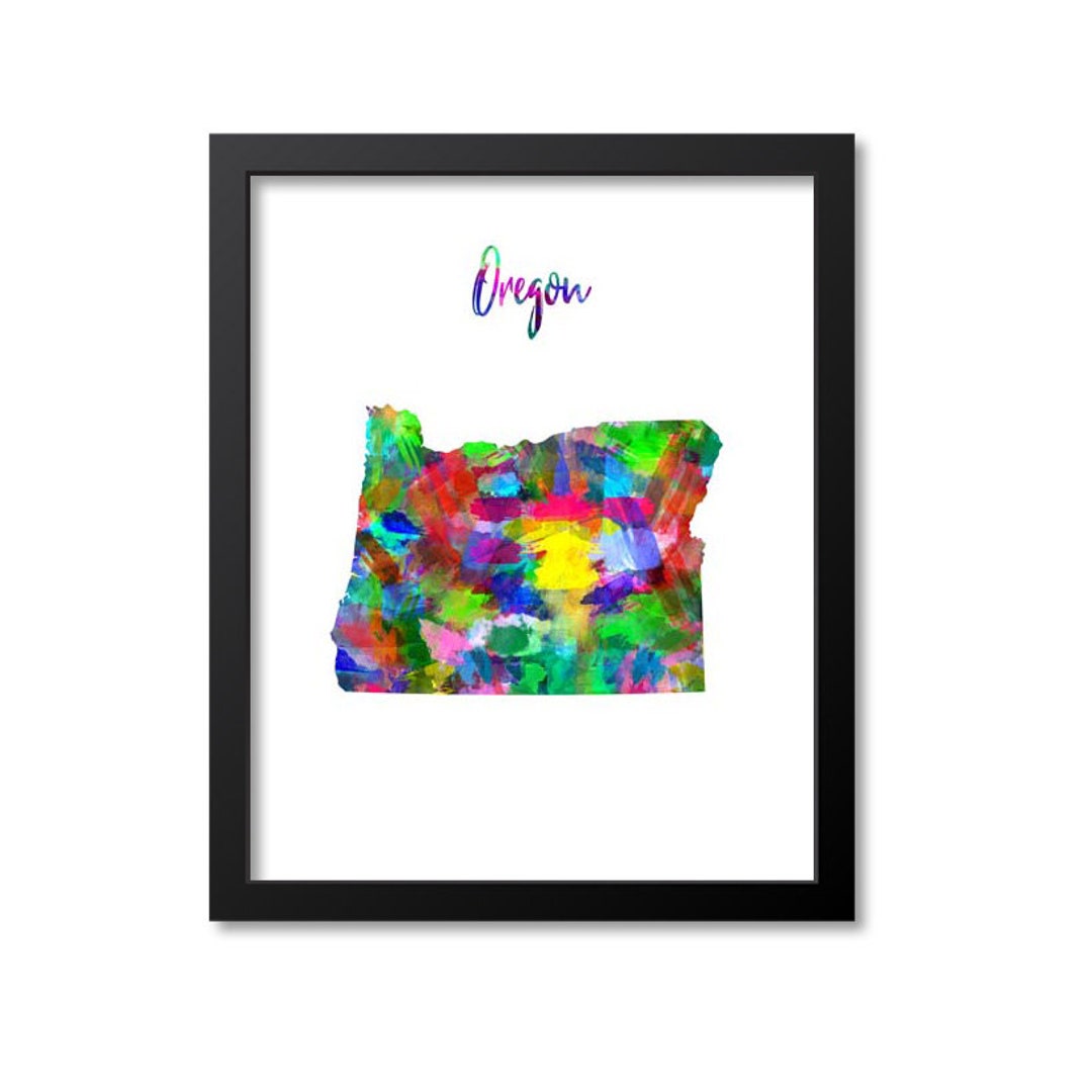 Oregon Map Art Print Oregon Wall Art Print Gift Oregon Decor Oregon ...