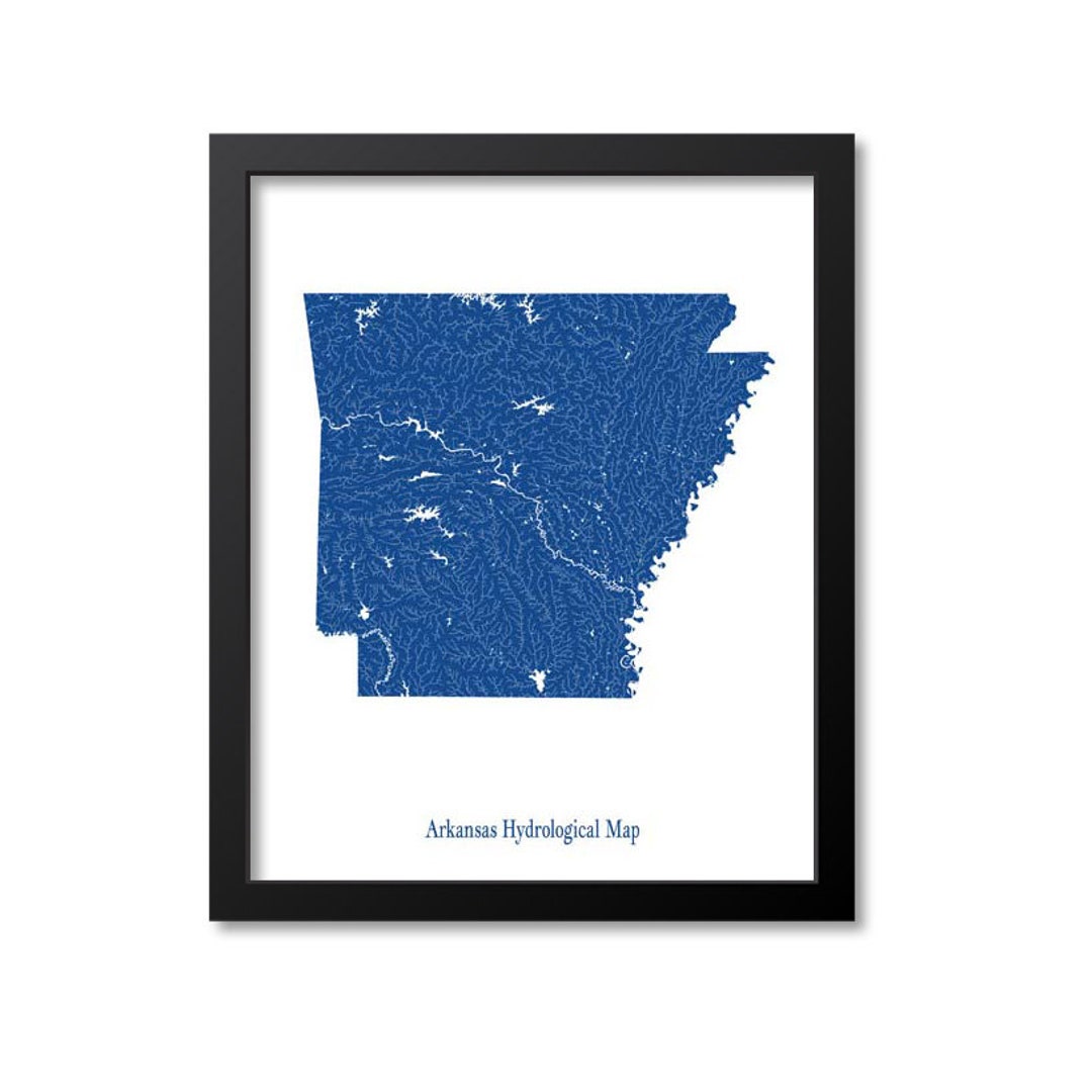 Arkansas Hydrological Map of Rivers Lakes Streams Art Print - Etsy