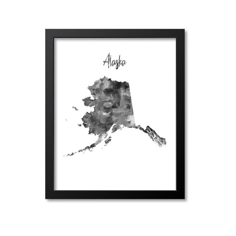Alaska Map Art Print Alaska Wall Art Print Gift Alaska Decor | Etsy