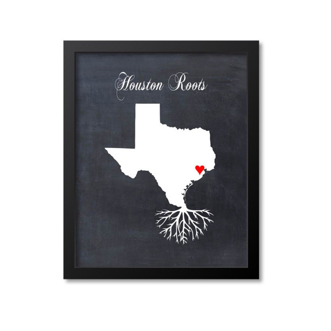 Houston Texas Roots Print Poster Wall Art Houston Gift Heart - Etsy