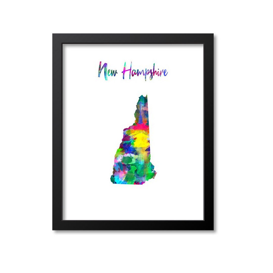 New Hampshire Map Art Print New Hampshire Wall Art Print Gift - Etsy