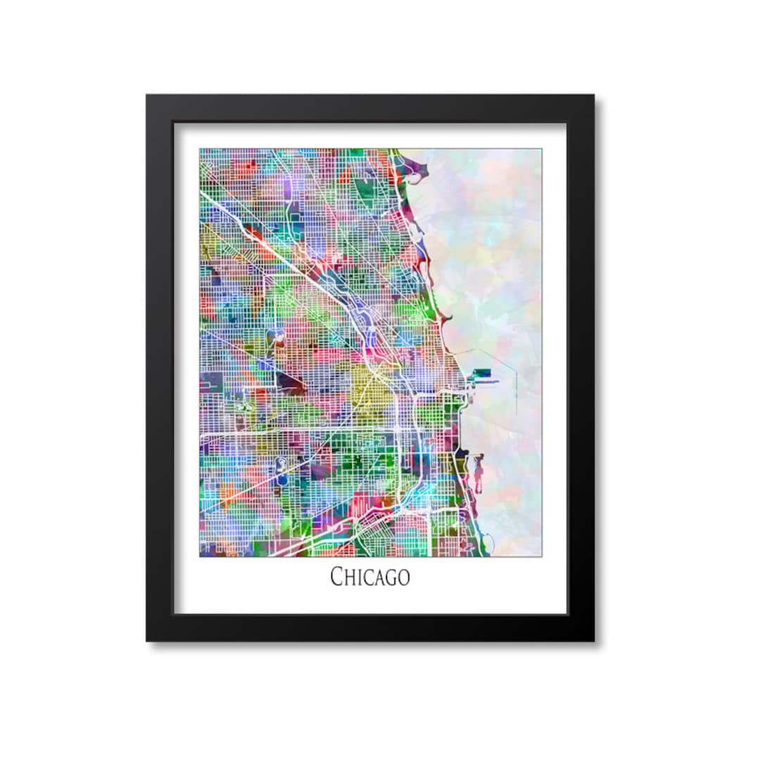 Chicago Map Print Poster Wall Art, Illinois Gift, Chicago City Map ...